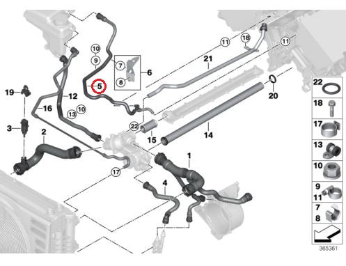 BMW (E65 E66) / クーラントアッパーサブタンクホース / 17127508041 / BMW純正 ｜ EURO AUTO（ユーロオート）